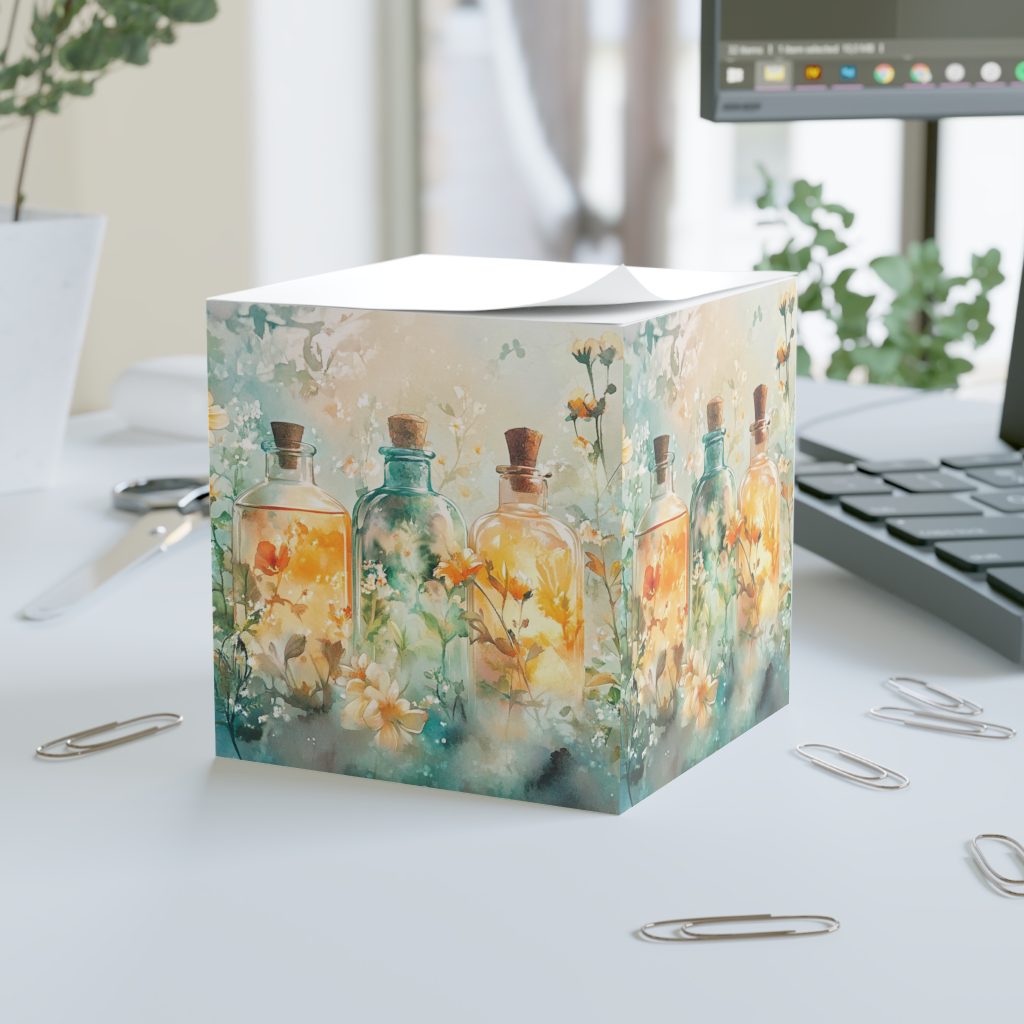 Essential Desk Companion - Charming Botanical Note Cube Where Function ...